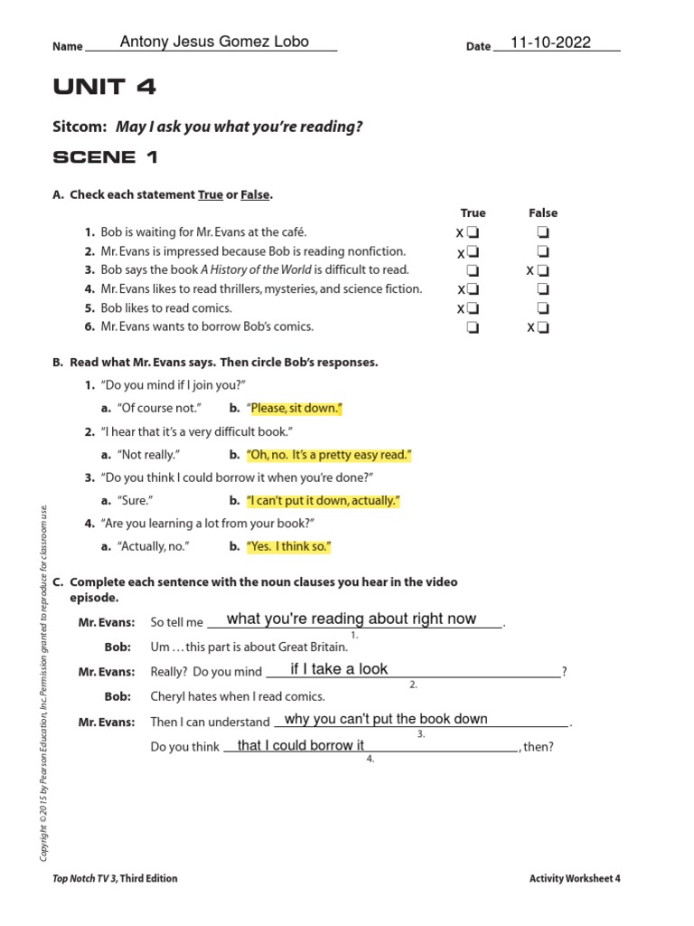 Unit 4 Top Notch TV | PDF Unit 4 Top Notch TV | PDF