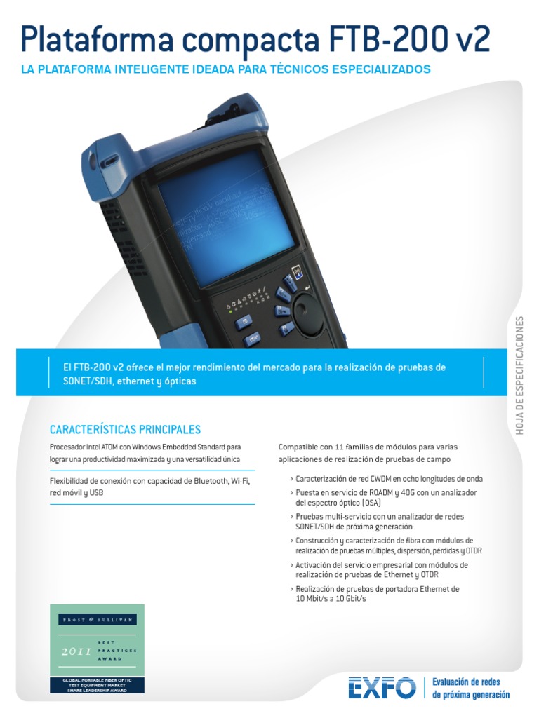 Exfo Spec-Sheet ftb-200 Esp | PDF | Bluetooth | Ingeniería Informática