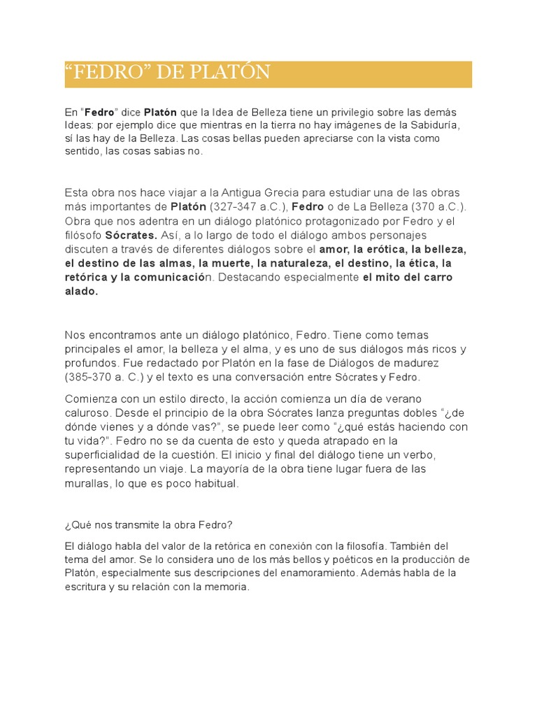 "Fedro" de Platón | PDF