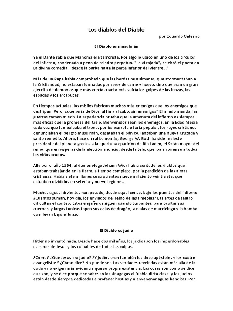 Los Diablos Del Diablo. GALEANO | PDF | Brujería | Satán