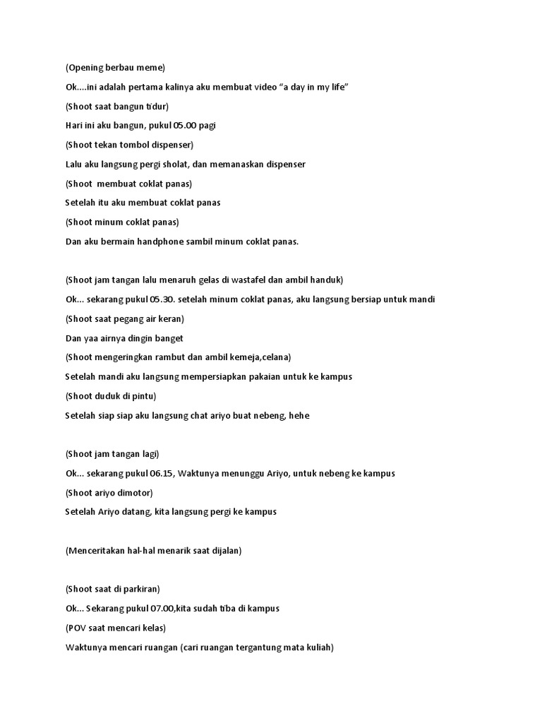 Skrip Vlog: Sehari dalam Hidupku | PDF