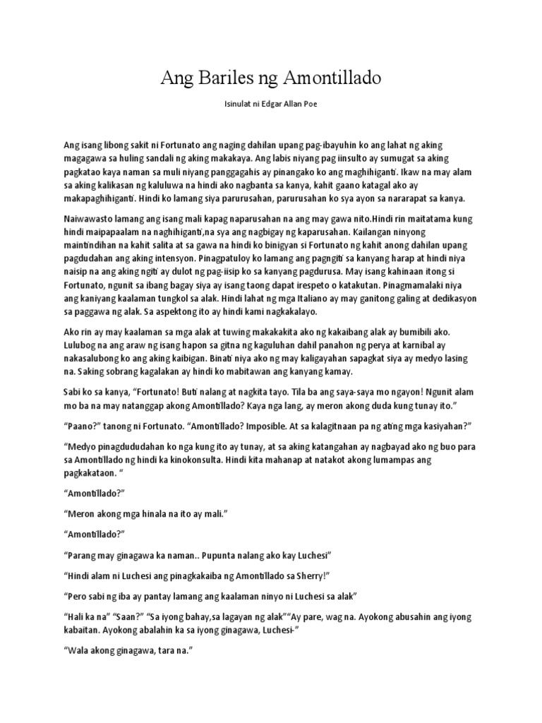 Ang Bariles NG Amontillado | PDF
