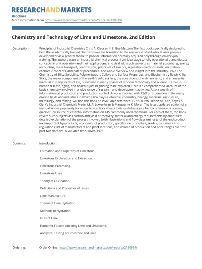 Chemistry and Technology of Lime and Limestone | PDF | Chemistry ...