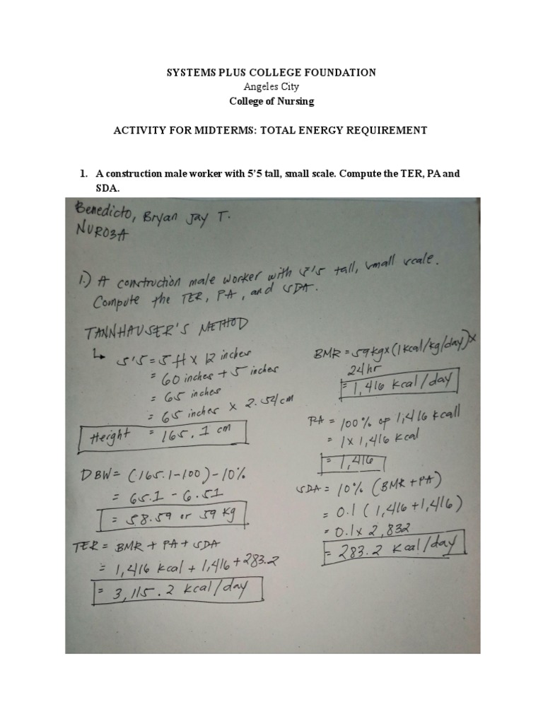 TER Computation Activity | PDF | Wellness