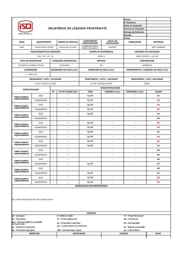 RT Modelo - LP - Rev 1 | PDF | Materiais