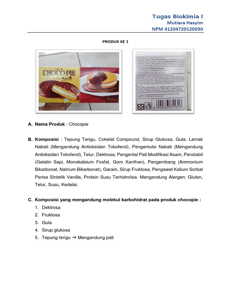 Komposisi Karbohidrat dalam Chocopie dan Tango | PDF