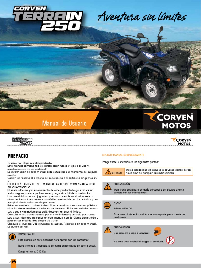 Manual Cuatriciclo Corven Terrain 250 | PDF | Neumático | Transmisión ...
