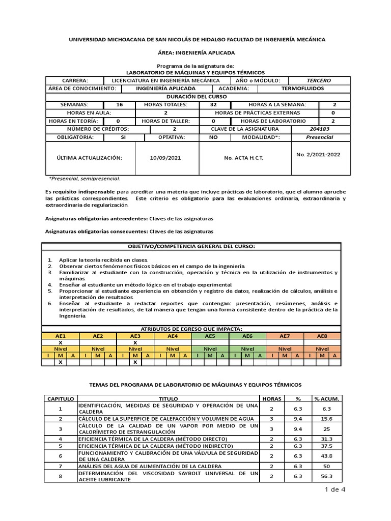 Programa Lab Maq y Eq Ter | PDF | Combustión | Combustibles