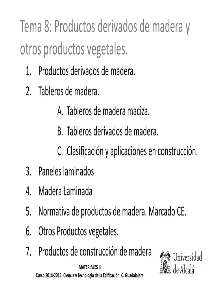 Tema 8 Materiales II GCTE | PDF | Madera | Madera contrachapada