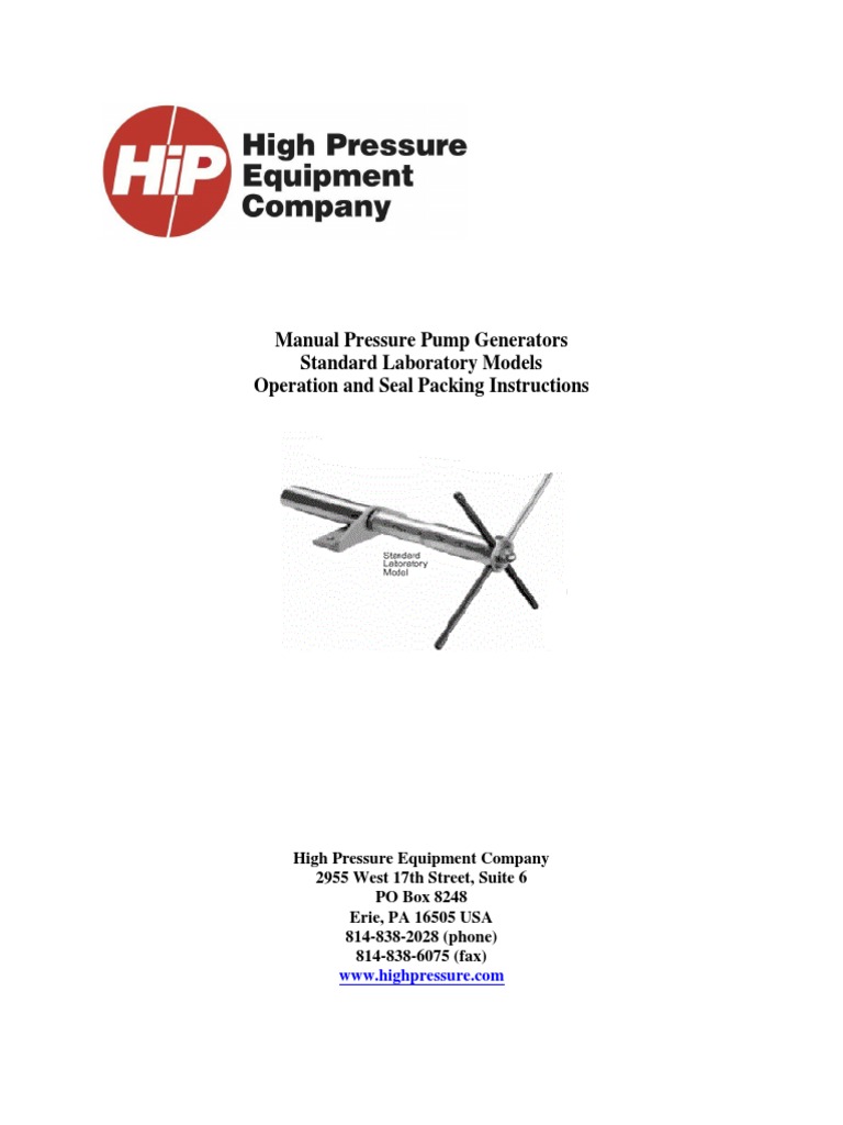 Pressure Generator Packing Instructions | PDF | Valve | Pressure