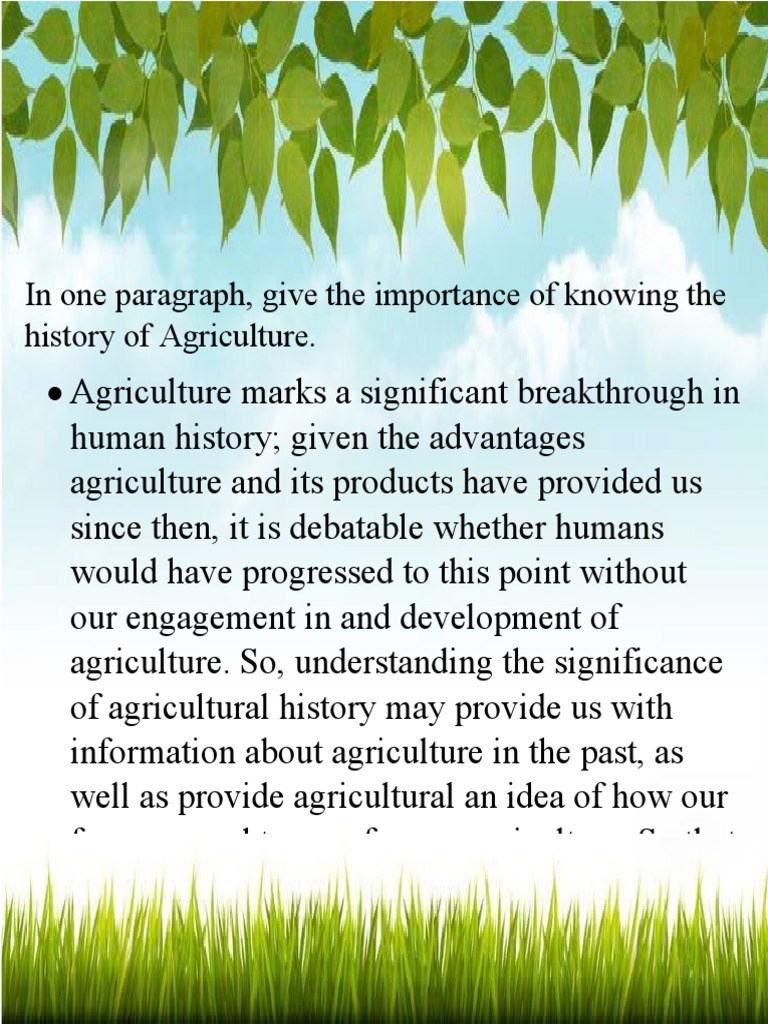 Importance of Agricultural History | PDF