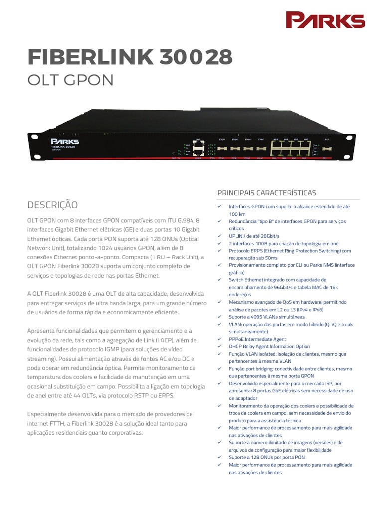 OLT Fiberlink 30028 | Download grátis PDF | Rede de computadores ...