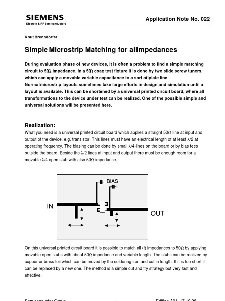 Simple Microstrip Matching For All Impedances: IN OUT | PDF