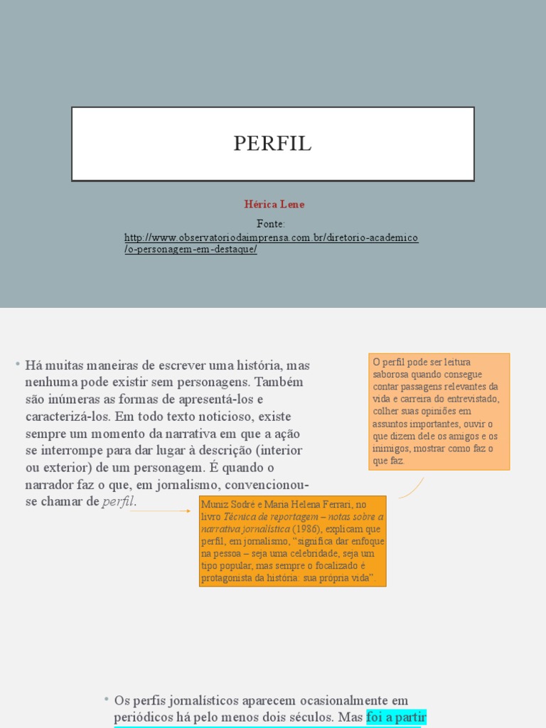 Reportagem de Perfil | PDF | Jornalismo