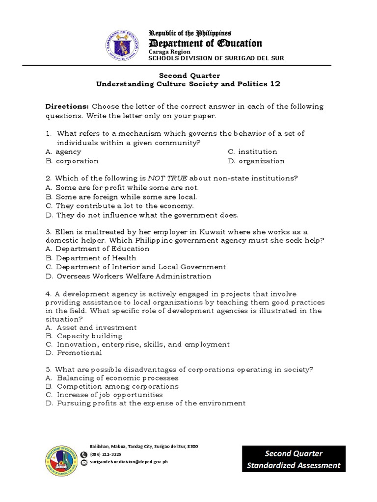 TQ Ucsp12 | PDF | Economic Inequality | Discrimination & Race Relations