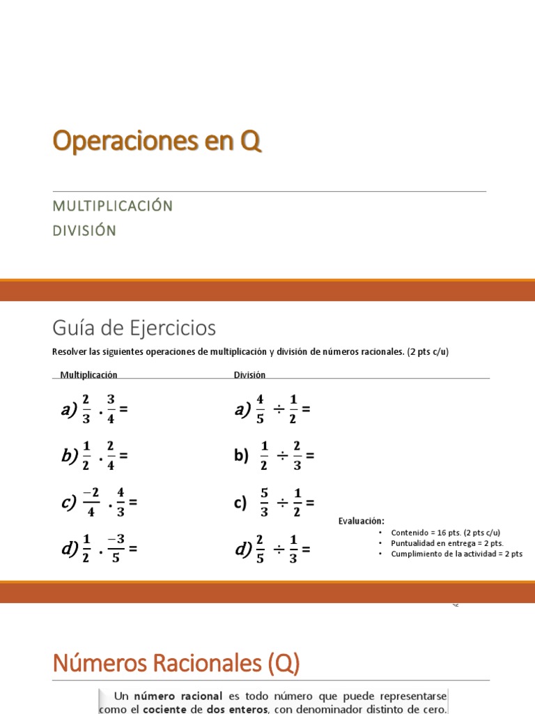 Operaciones en Q: Multiplicación División | PDF | Multiplicación ...