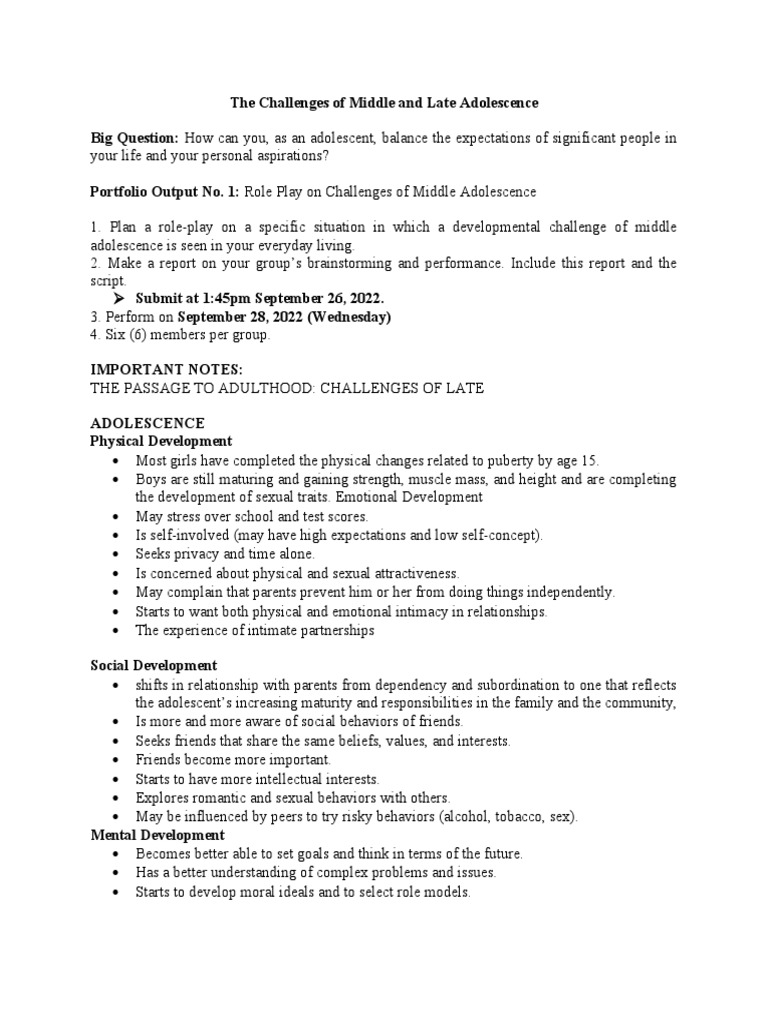 Adolescent Challenges Balancing Expectations & Aspirations | PDF