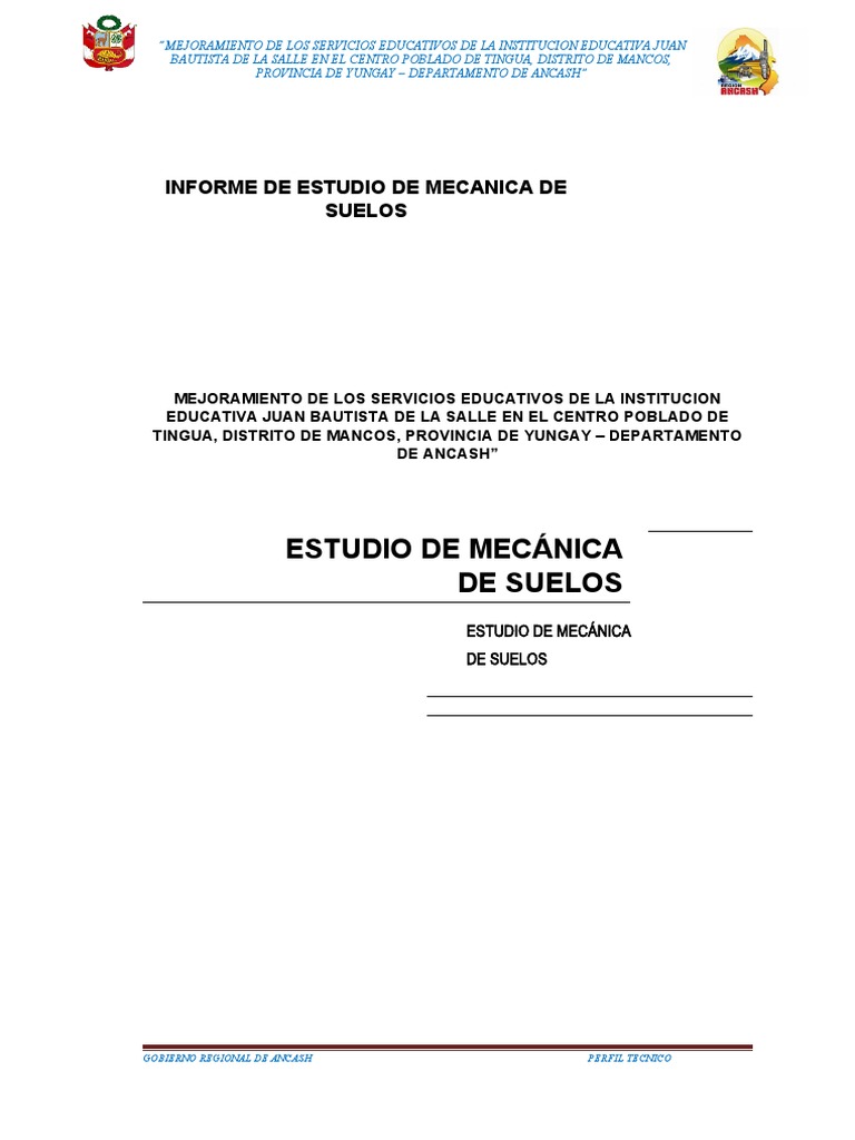 Estudio de Mecanica de Suelos | PDF | Fundación (Ingeniería) | Ingeniero civil