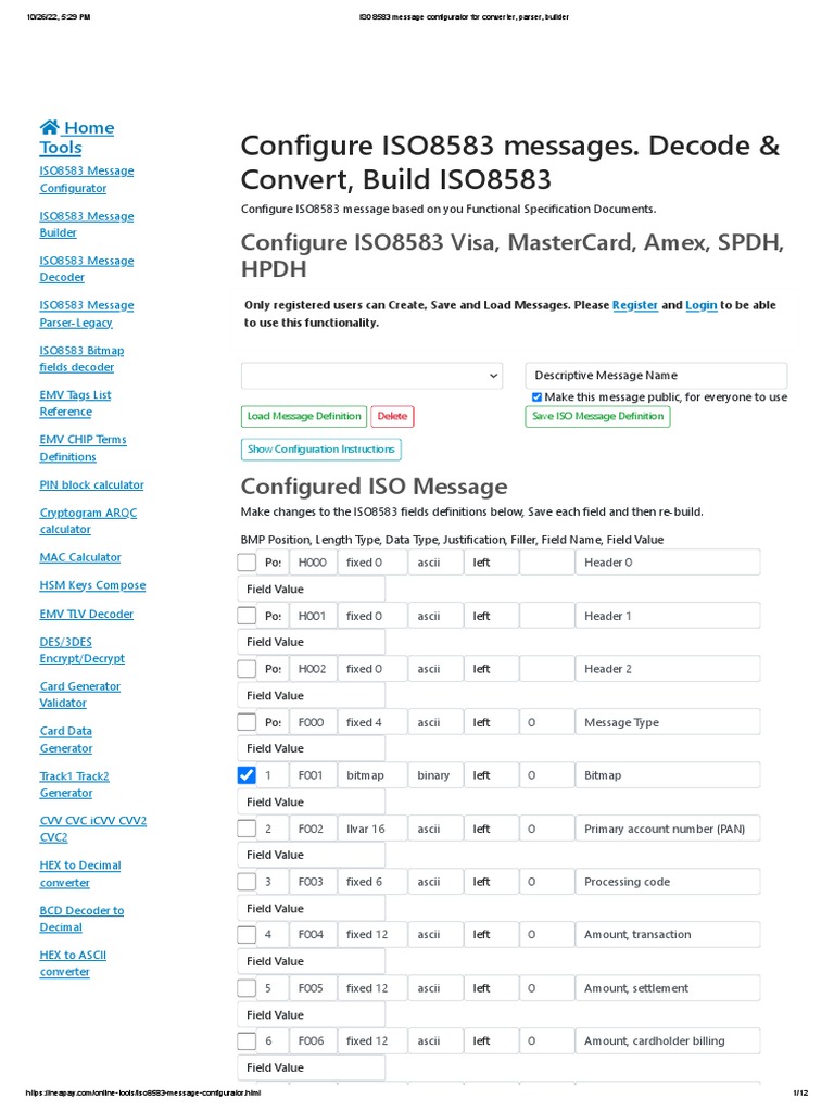 ISO8583 Message Configurator For Converter, Parser, Builder | PDF | Emv | Computing