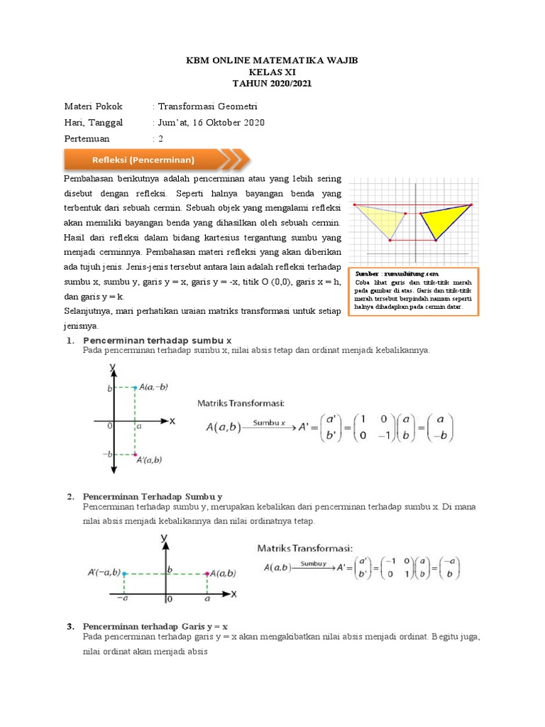 KBM Transformasi 2 (Refleksi) | PDF