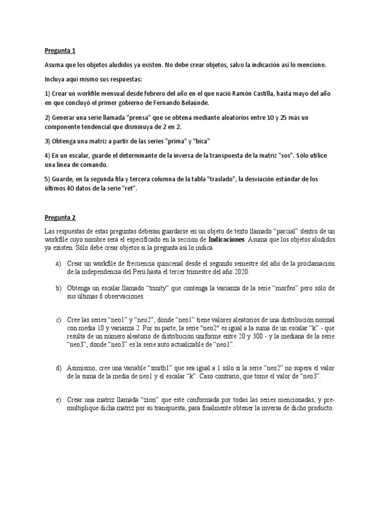 Ejercicios Eviews | PDF