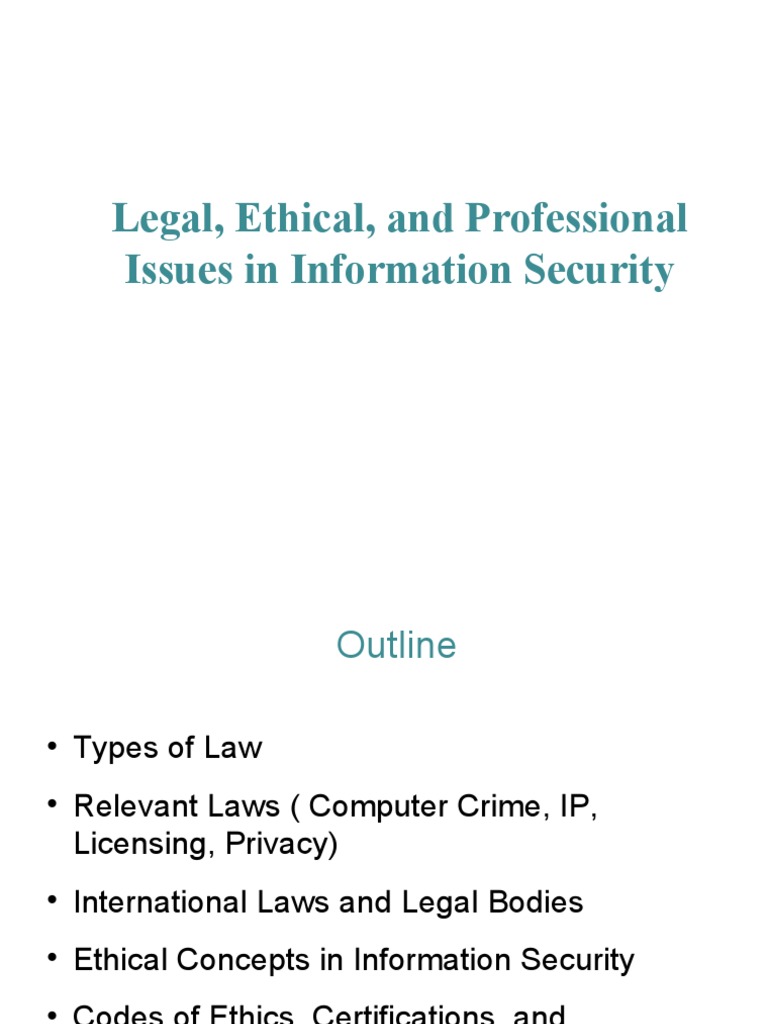 CHAPTER 3 Legal Ethical and Professional Issues in Is | PDF | Privacy ...