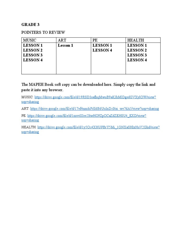 MAPEH 3 Pointers To Review | PDF | Foreign Language Studies | Art