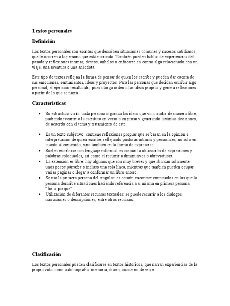 Características de Textos Personales | PDF | Comunicación | Correo