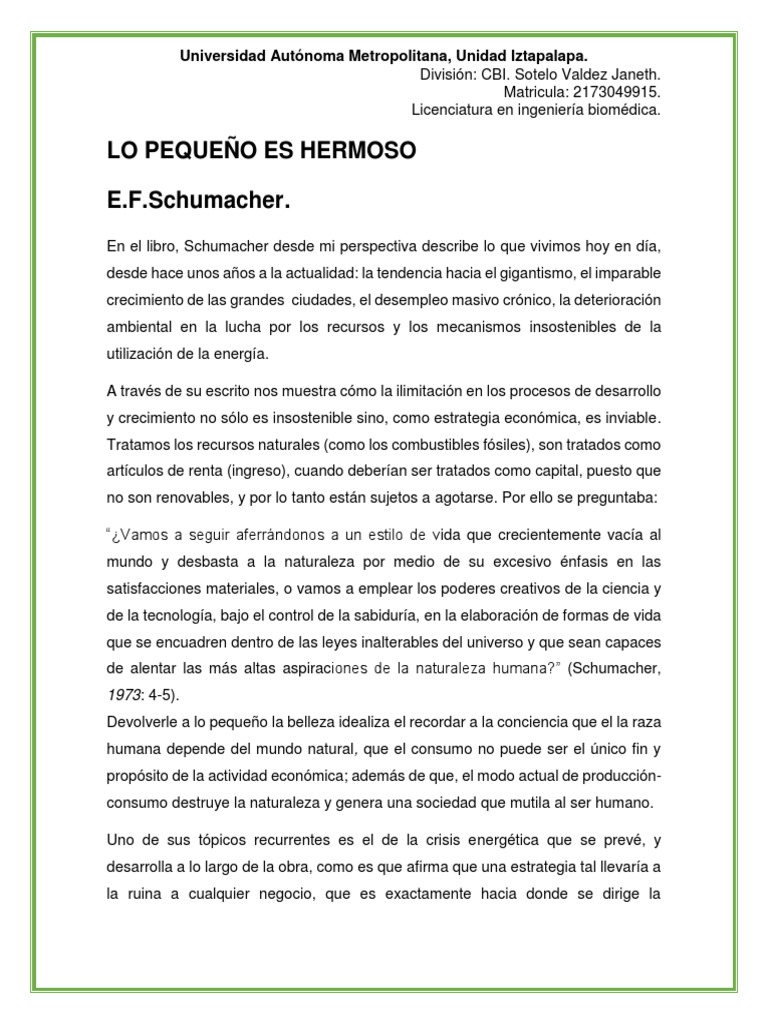 Lo Pequeño Es Hermoso | PDF | Naturaleza | Desarrollo sostenible