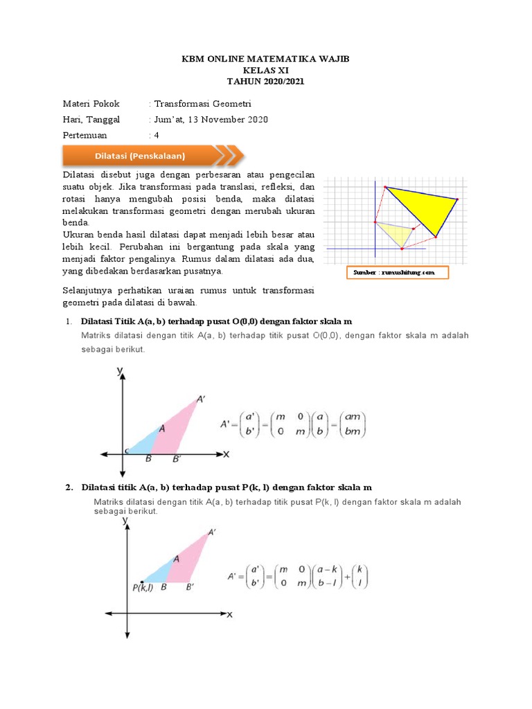 KBM Transformasi 4 (Dilatasi) | PDF