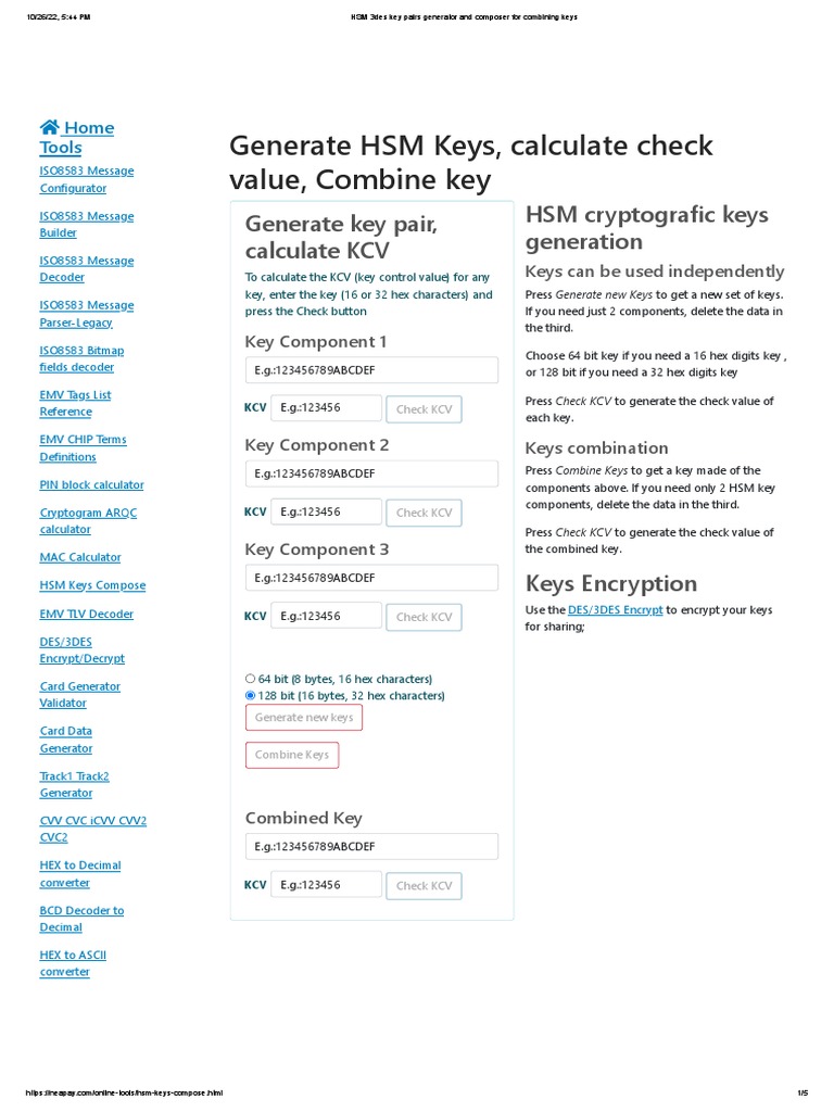 HSM 3des Key Pairs Generator and Composer For Combining Keys | PDF ...
