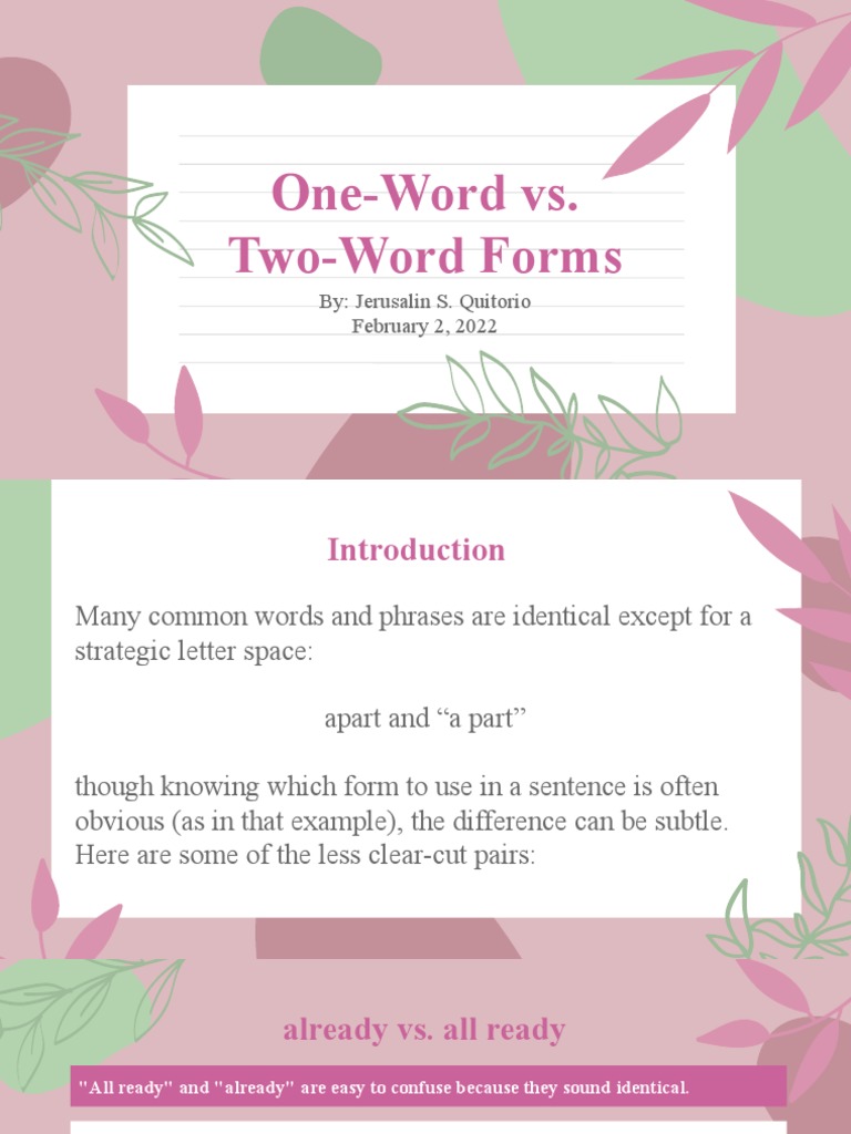 One-Word vs Two-Word Usage Guide | PDF | Adverb | Adjective