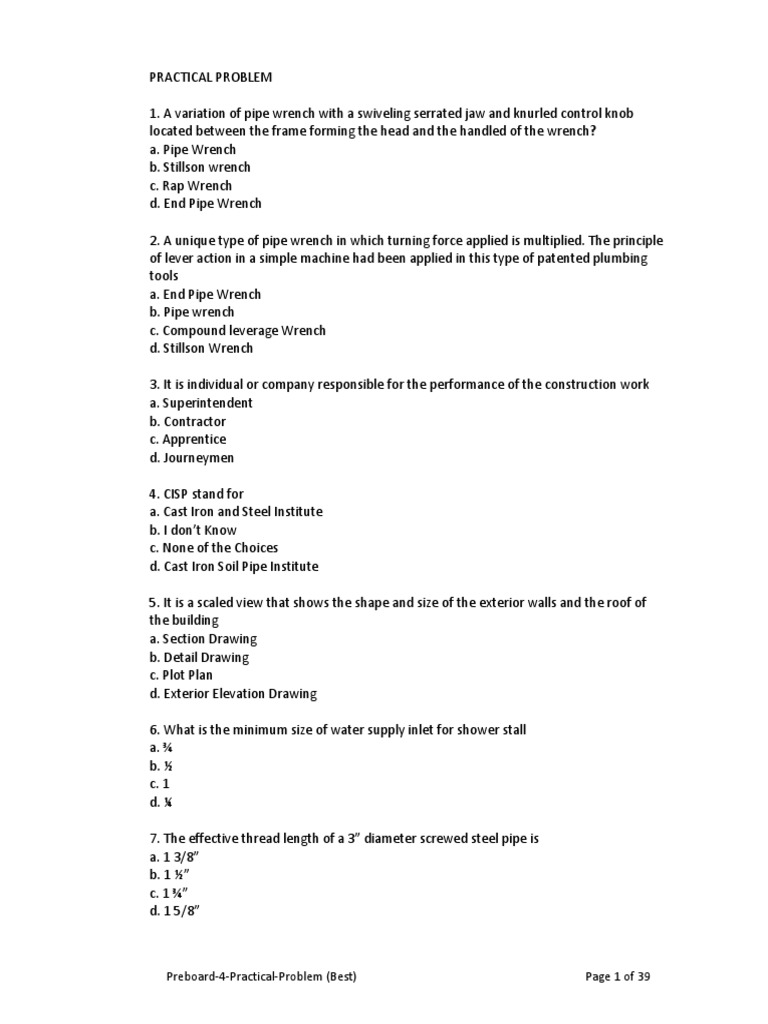 524 Master Plumber Problems Archive For Preboard-4-Practical-Problem (Best) | PDF | Plumbing ...