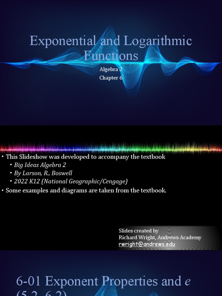 Algebra 2 06 Exponential and Logarithmic Functions 2 | PDF | Logarithm | Exponential Function