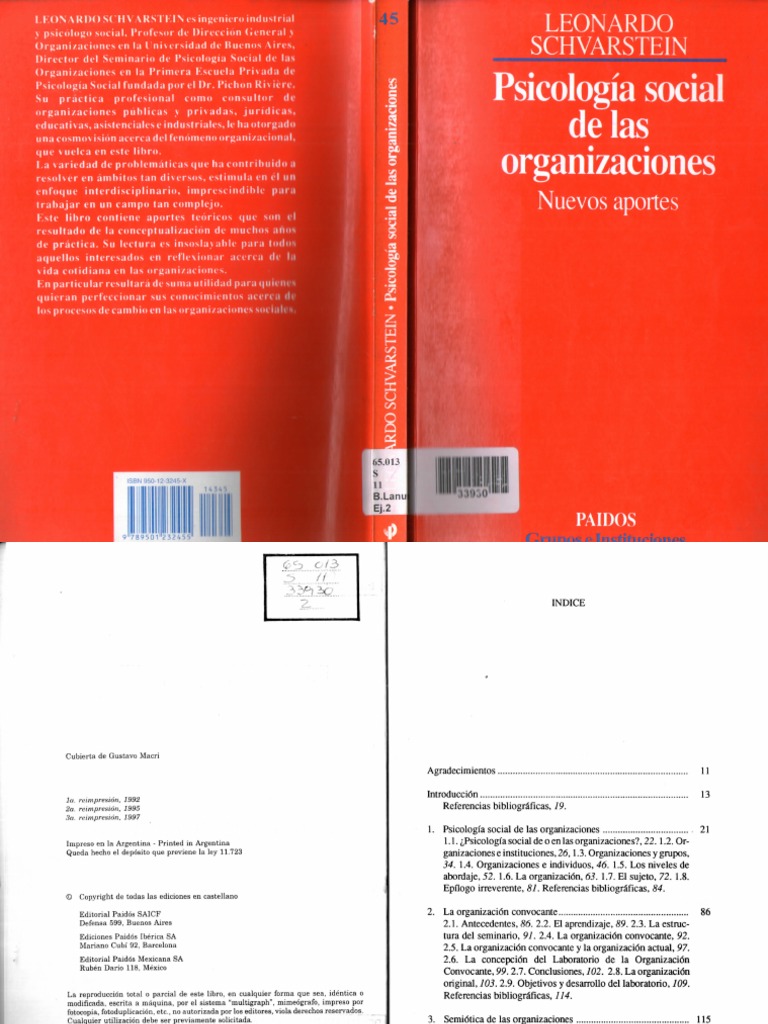 Schvarstein Psicología Social de Las Organizaciones. Cap. I | PDF
