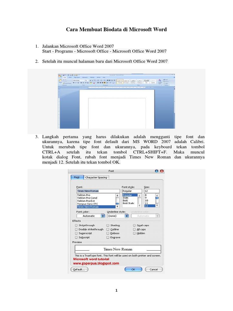 Cara Membuat Biodata Di Microsoft Word | PDF