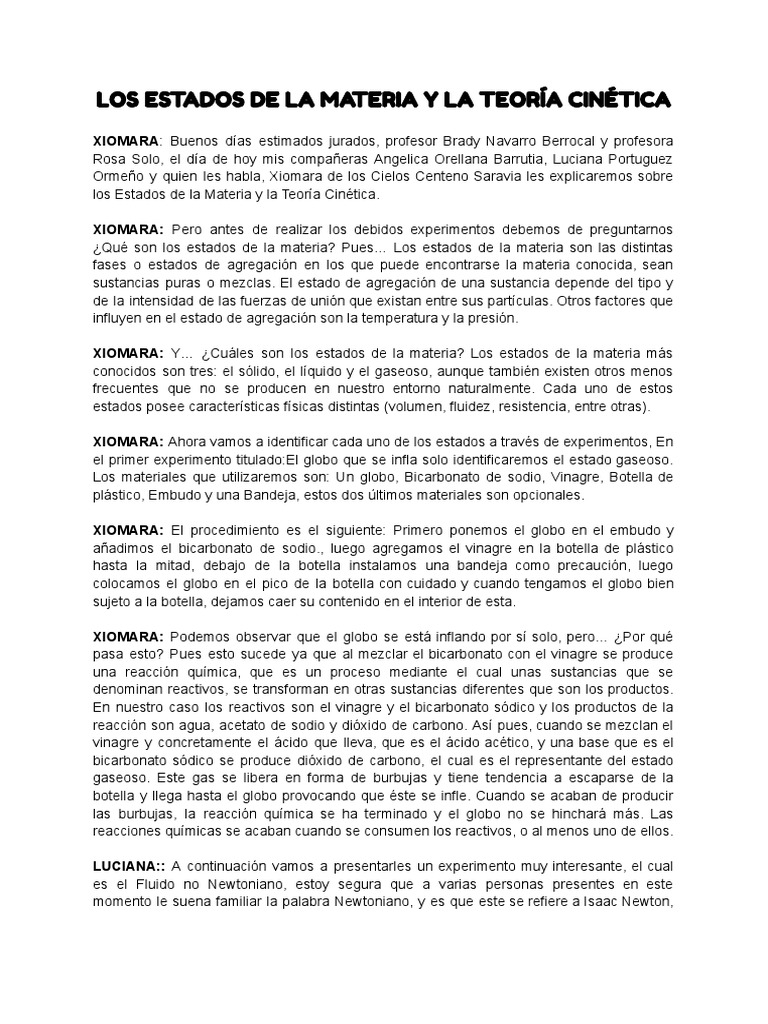 Los Estados de La Materia y La Teoría Cinética | PDF | Viscosidad ...