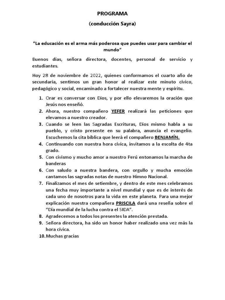 Hora Cívica | PDF | Oración