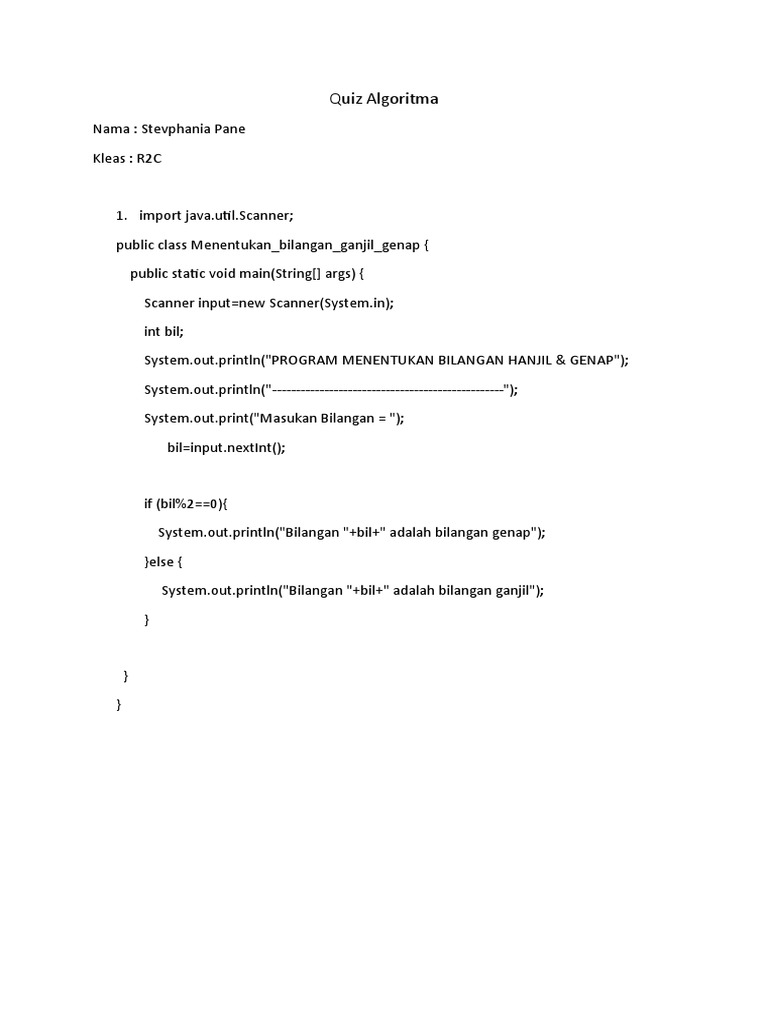 Quiz Algoritma | PDF