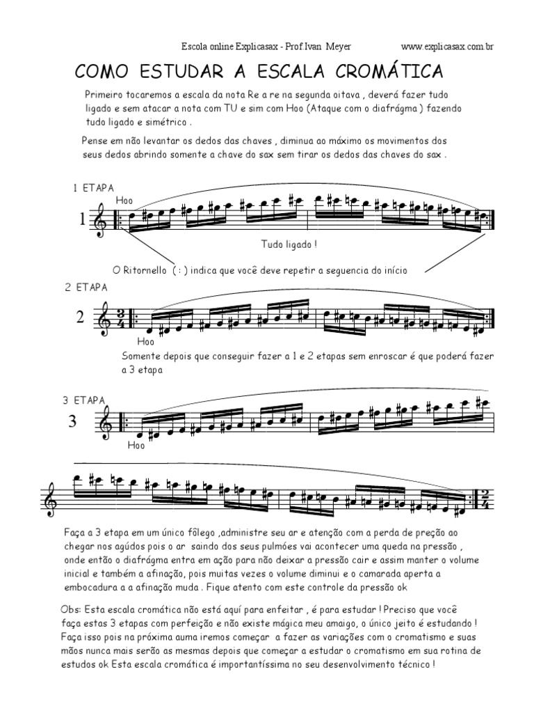 SAXOFONE - ESTUDOS - Ivan Meyer - Estudando A Escala Cromtica (Parte 1) | PDF | Saxofone
