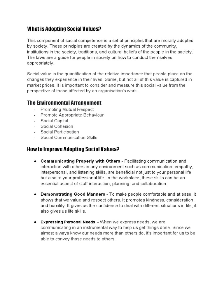 Adopting Social Values | PDF