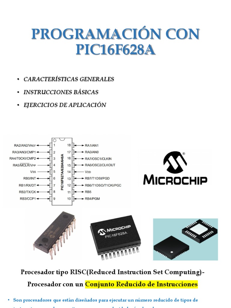 Guía de Programación PIC16F628A | PDF | Unidad Central de procesamiento | Microcontrolador