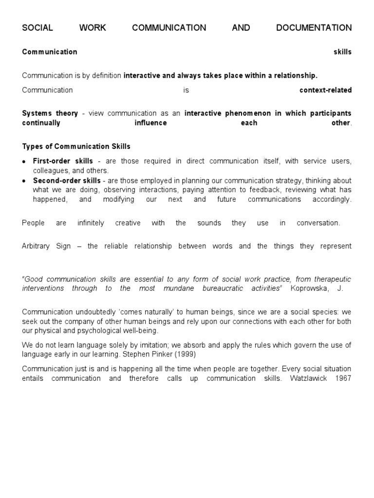 Social Work Communication Skills Overview | PDF | Career & Growth