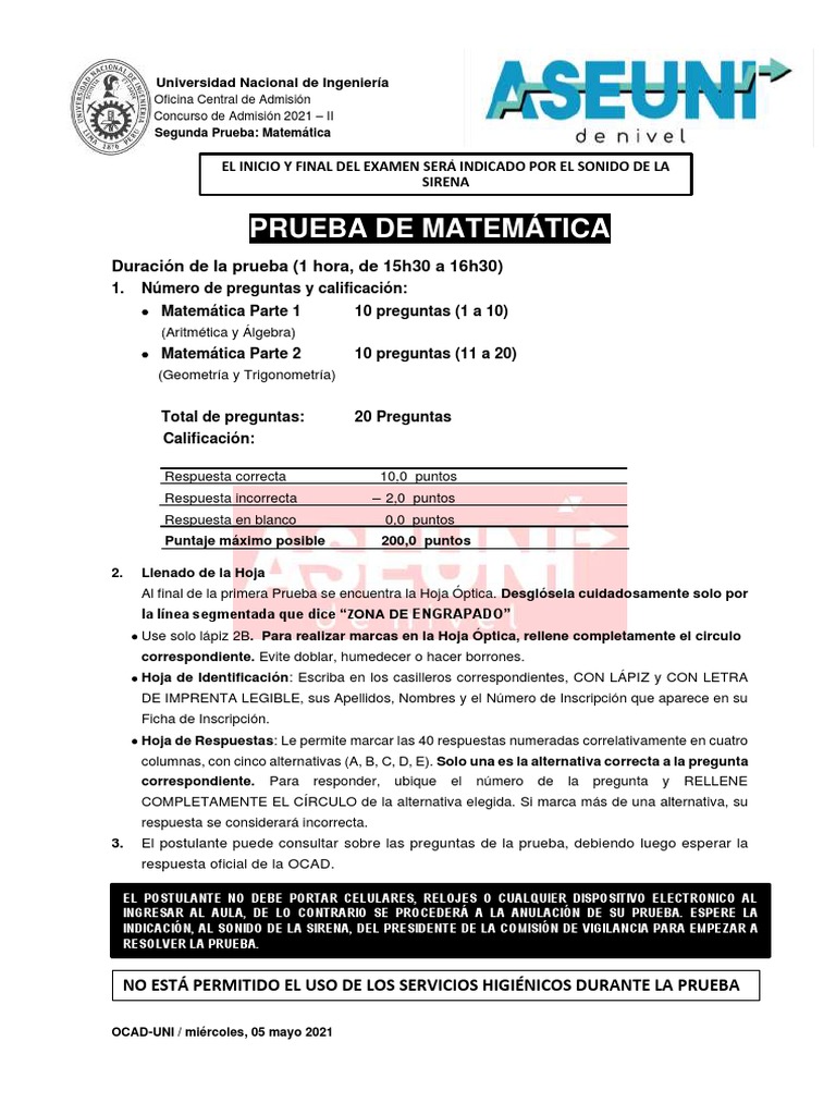 Simulacro Matemática | PDF | Geometría Elemental | Matemática Elemental
