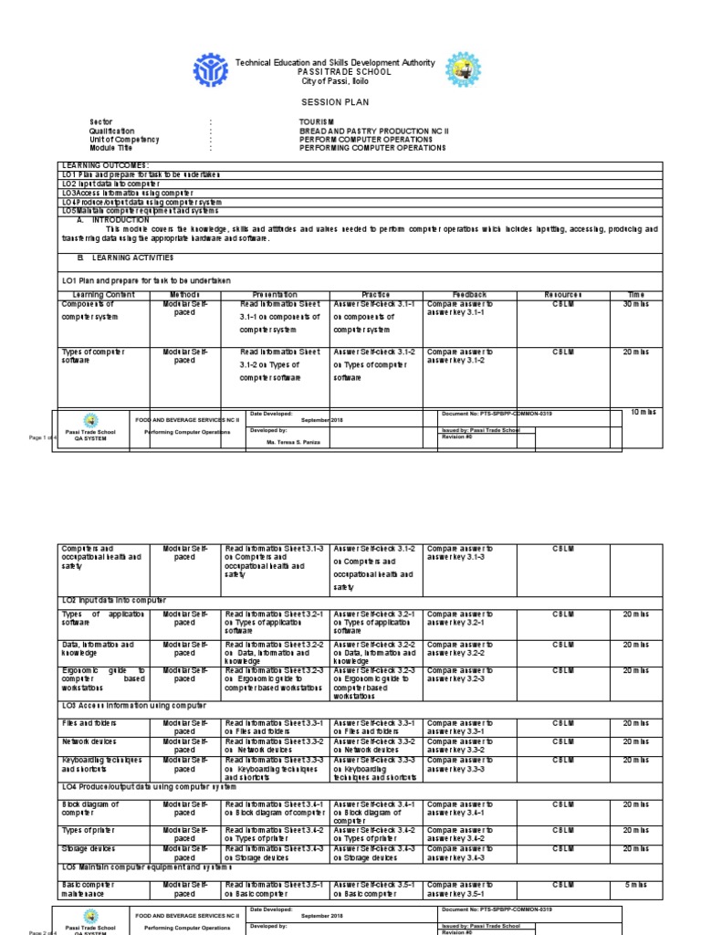 Session Plan Common UC3 Fbs | PDF | Computer File | Backup