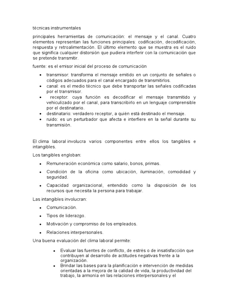 Técnicas Instrumentales | PDF | Comunicación