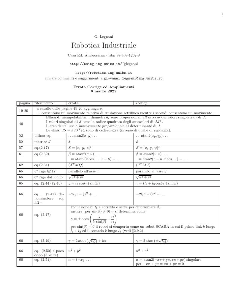 Errata Corrige Robotica | PDF