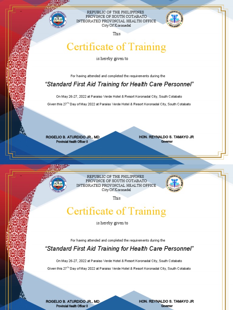Certificate Sfa Training | Download Free PDF | Health Sciences | Health ...