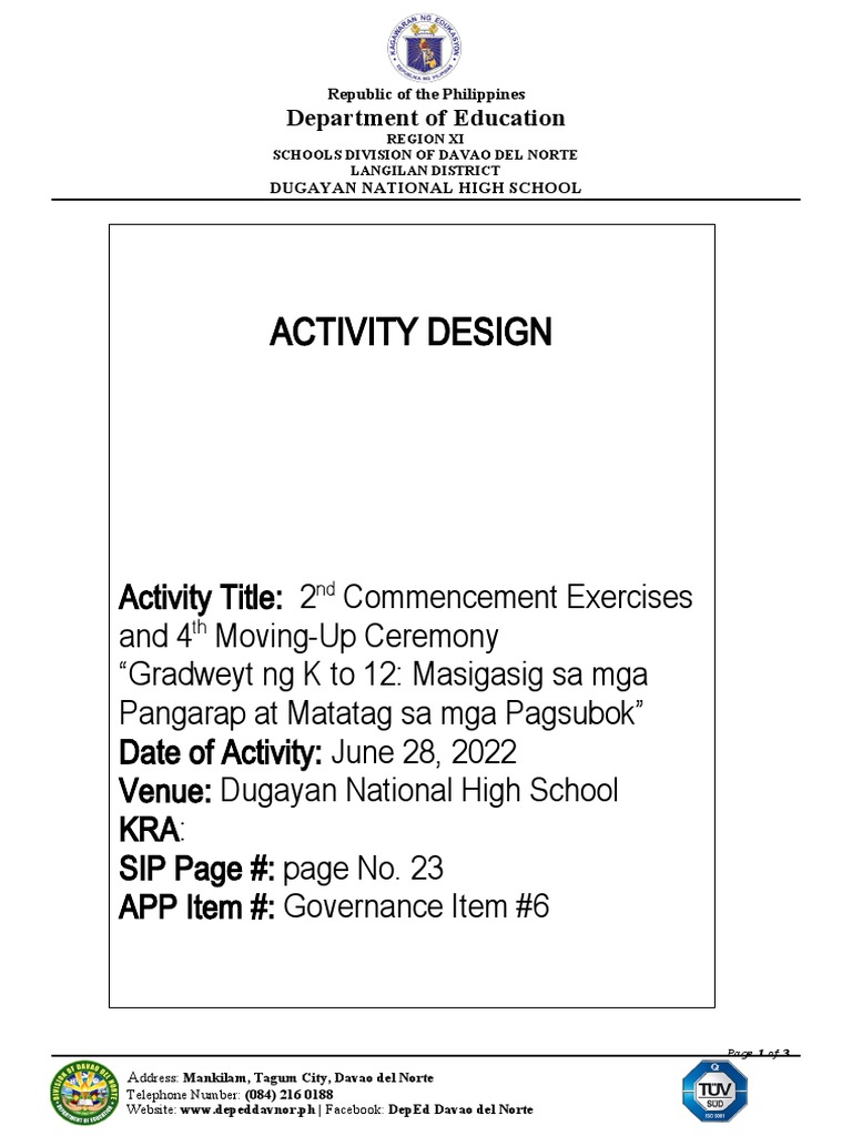 2022 Graduation Activity Design | PDF