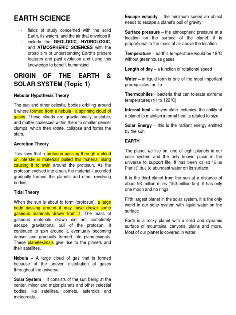 EARTH SCIENCE Notes | PDF | Rock (Geology) | Earth
